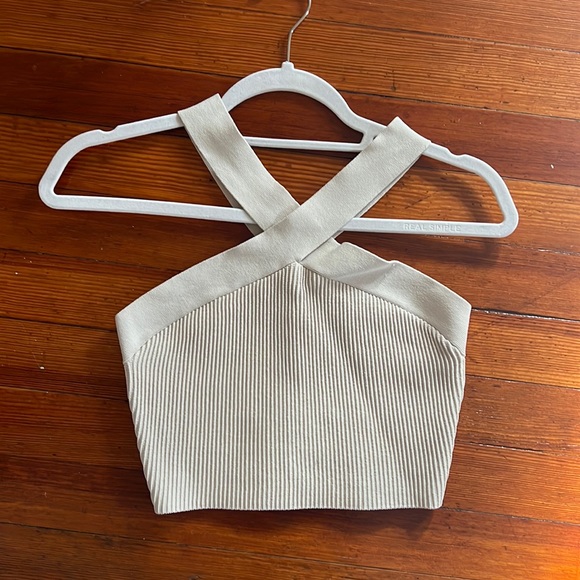 Aritzia | Tops | Aritzia Babaton Sculpt Knit Cross Cross Cropped Tank ...
